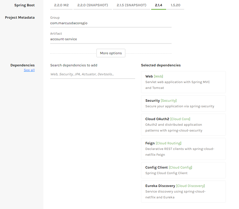Microservices with Spring Boot and Spring Cloud. From config server to OAuth2 server (without ...