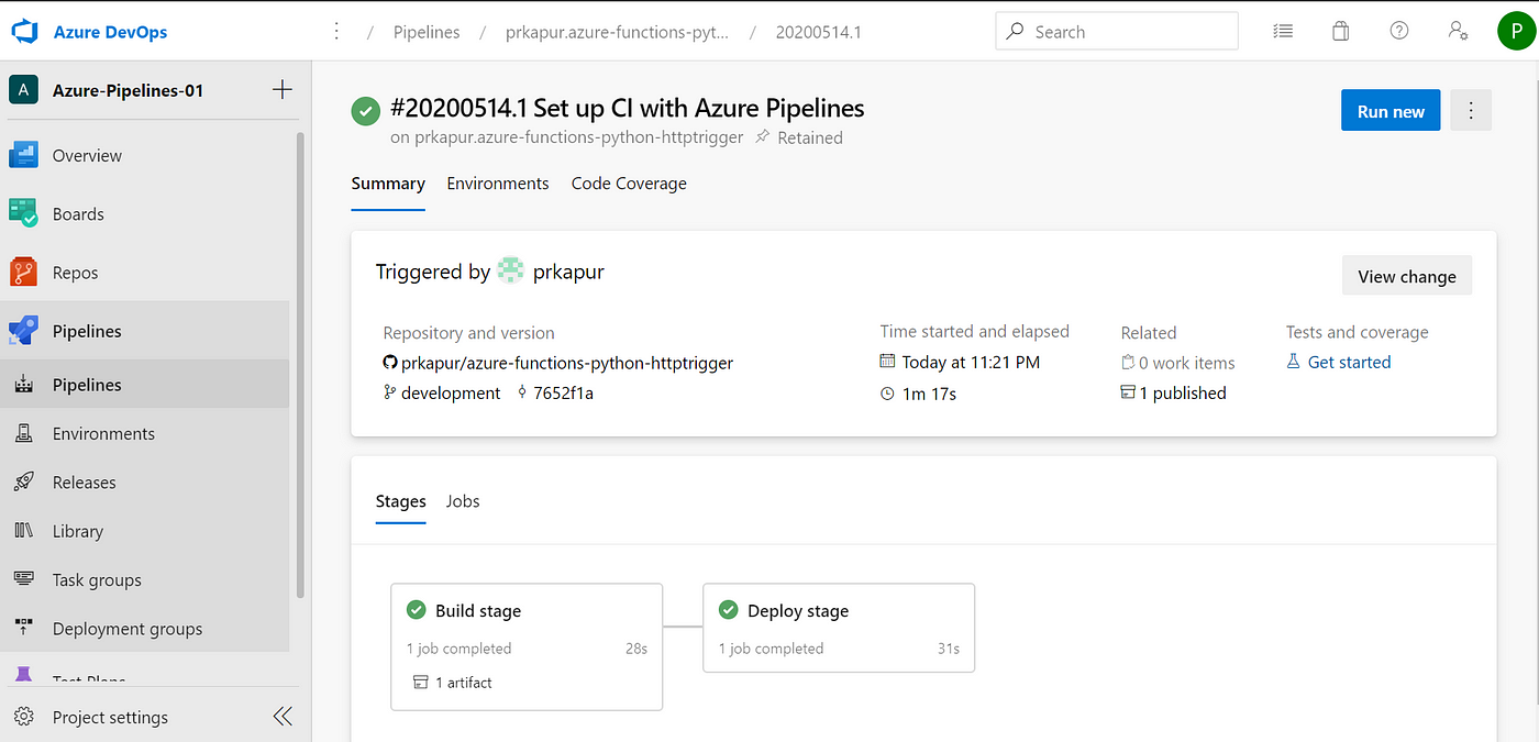 Azure Python Functions — Ci Cd Pipeline From Github To Functions App