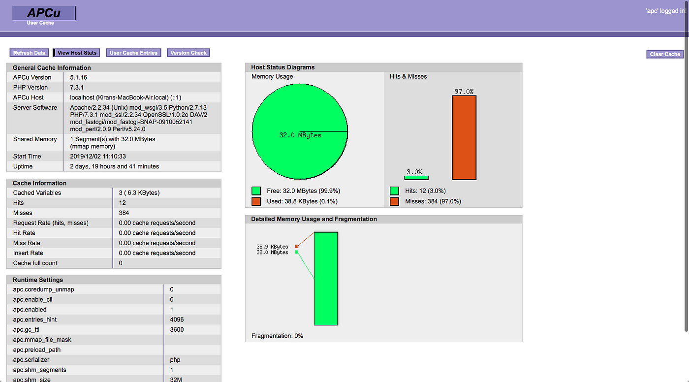 Monitoring APC Cache in PHP. I recommend you use the apc.php script… | by Kiran Maniya | Medium