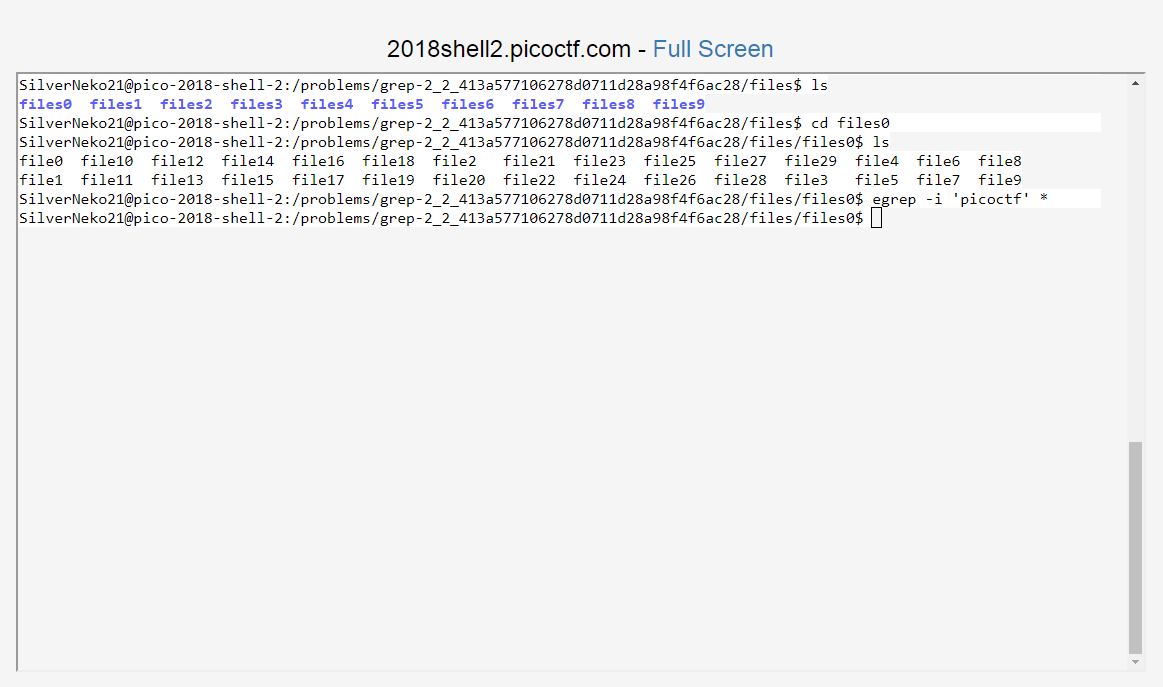 PicoCTF 2018: Grep 2 Solution. Located in the miscellaneous section… | by Silver | Medium