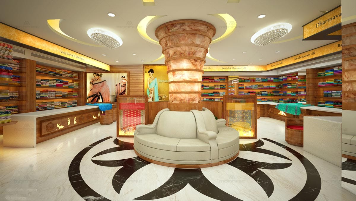 Showroom Interior Design. An exclusive silk saree showroom which… | by ...