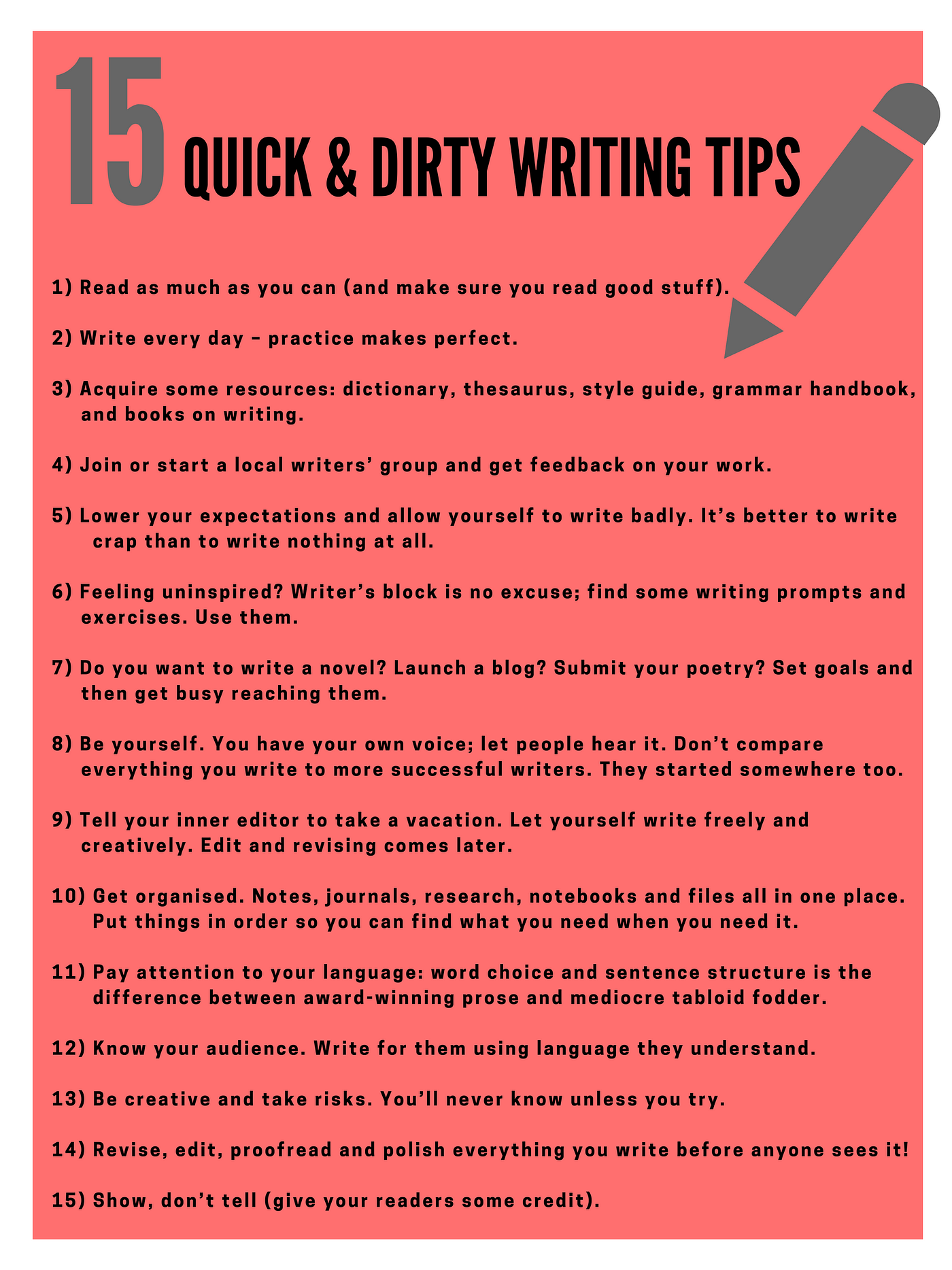 15 Quick & Dirty Writing Tips | by Hooplah Media | Medium