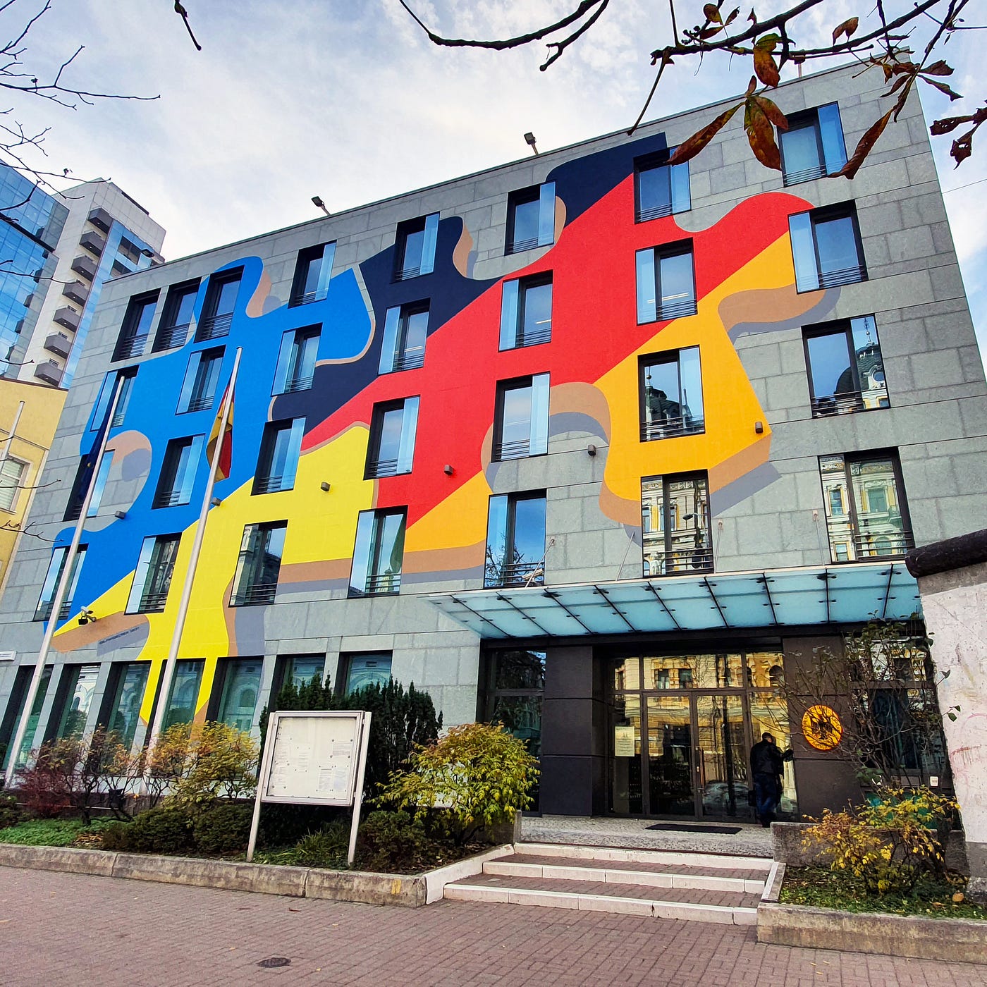Tape Art Mural in Kyiv (Ukraine) The German Embassy - Slava Ostap - Medium