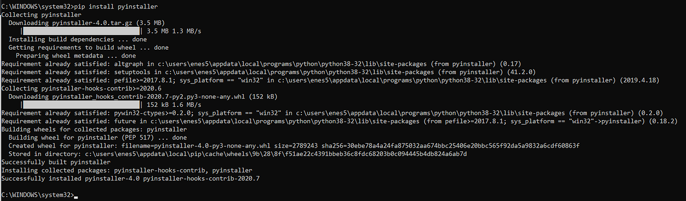 Python3 .py .exe yapma | Pyinstaller kullanımı | by Enes HAZIR | Medium