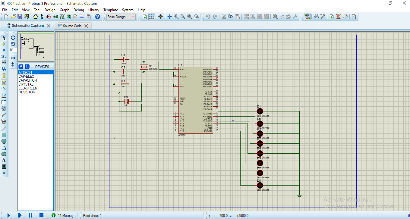 8 LEDs are connected to any port of the AT89C51 microcontroller. | by ...
