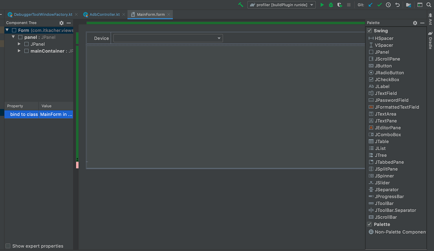 How to create an Android Studio plugin with the ADB connection and reading messages from the ...