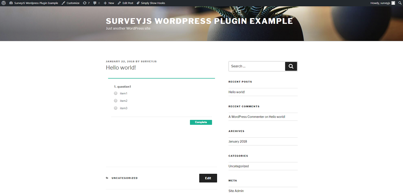 SurveyJS plugin for Wordpress. We are happy to introduce a new plugin ...