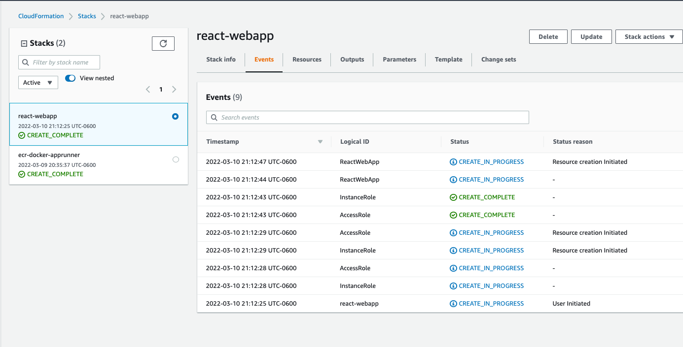 Automate Deploying React With Nodejs Docker Image On Aws App Runner Through Cloudformation By