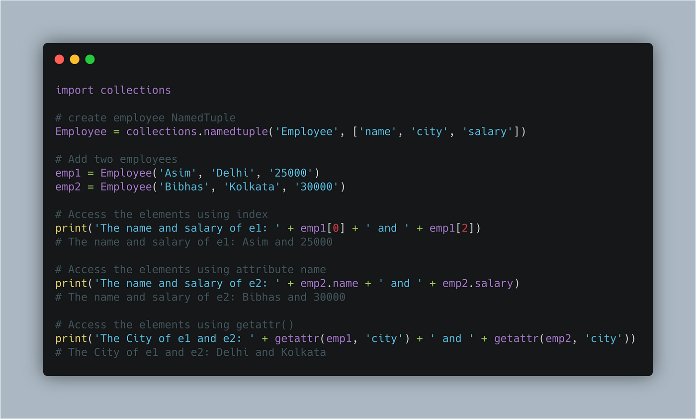 Writing Clean Python With Namedtuples | by Ferdina Kusumah | Medium