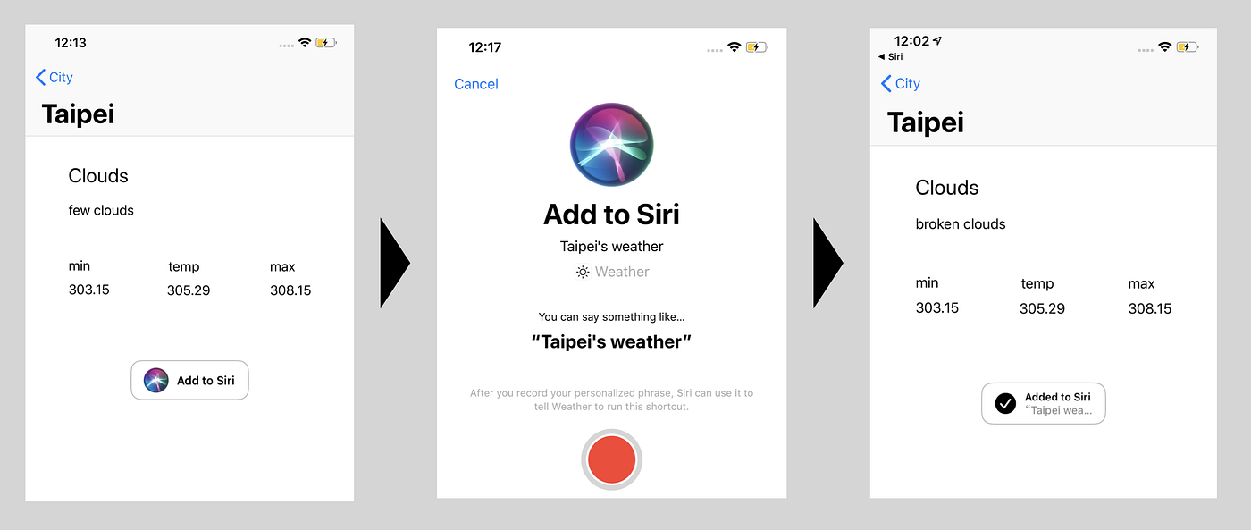 Siri Shortcut Tutorial using Custom Intent | by David Wu | ITNEXT