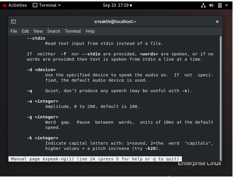 LINUX — ESPEAK-NG AND ITS OPTIONS | by Sri Sakthi C.B. | Sep, 2021 | Medium