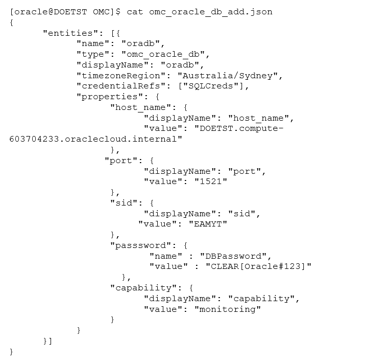 Adding An Entity To Oracle Management Cloud With Json Method By Nassyam Basha Oracle