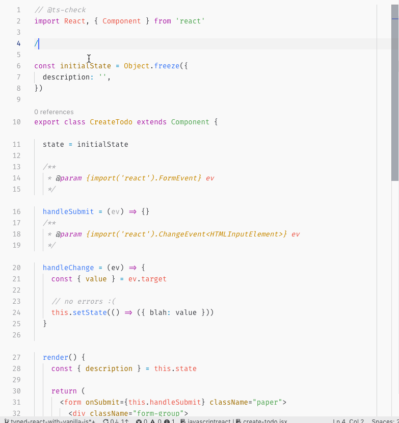Build 100% type-safe React apps in vanilla JavaScript