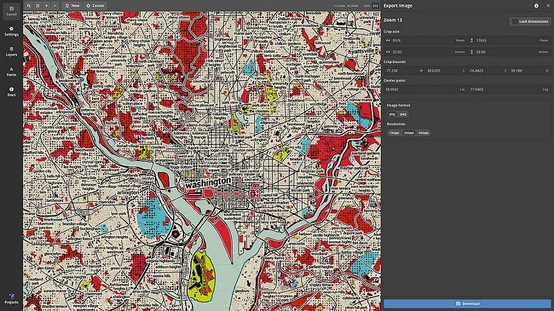 Web to canvas print: resolution independence with Mapbox Studio Classic | by Mapbox | maps for ...