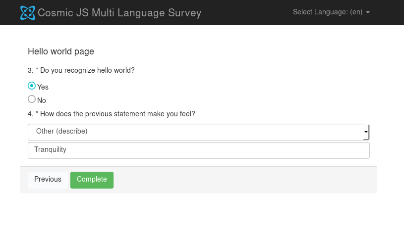 Build a multi-language survey with Cosmic JS + Survey.js | by Flynn Buckingham | HackerNoon.com ...