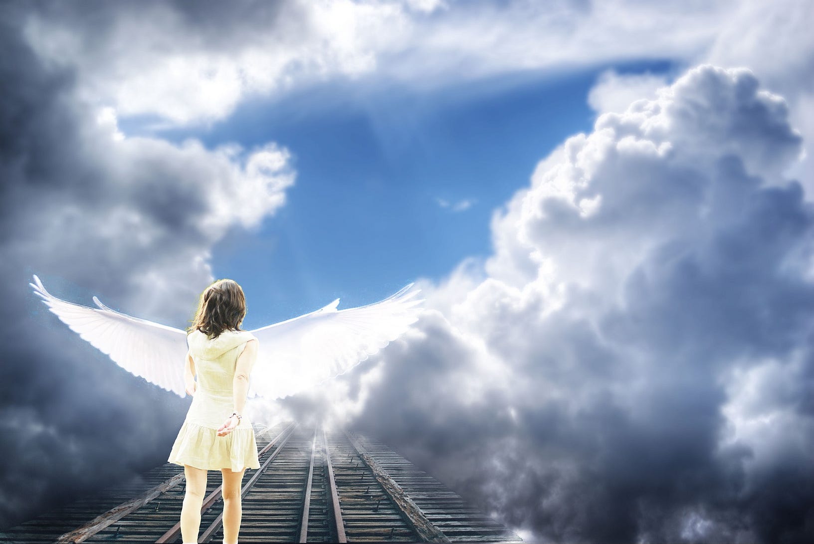 A Story of a Green-Eyed Angel - Blue Butterfly - Medium