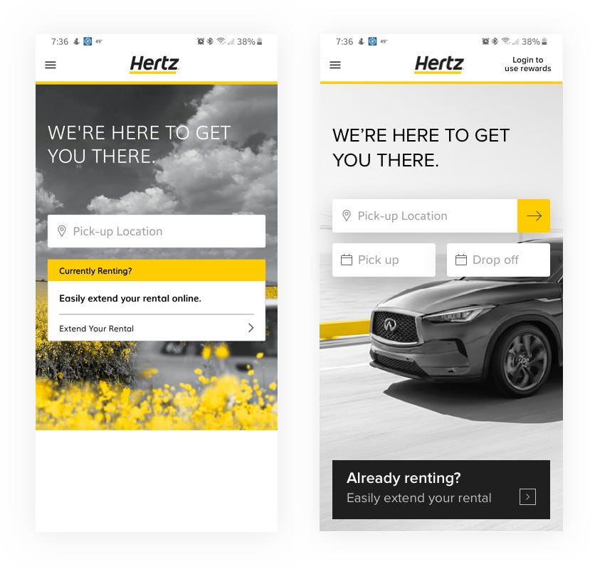UX Study: Hertz mobile app — Rental Customization | by CALEB AMESBURY ...