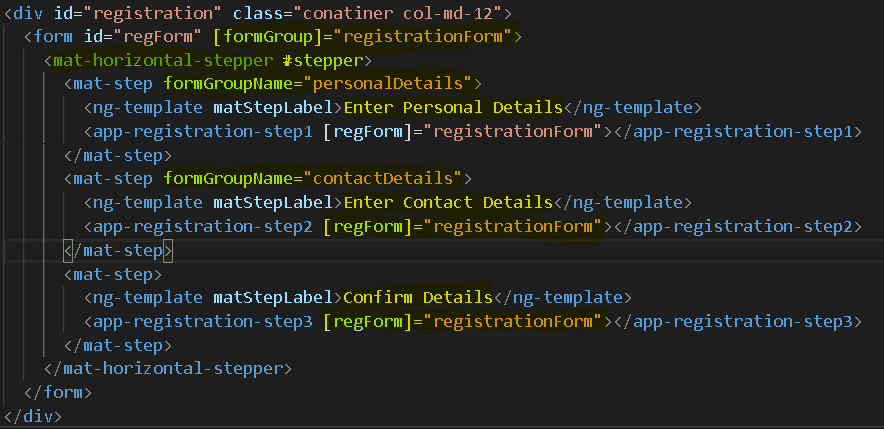 Angular Material Stepper Example with single Reactive Form across multiple child components!
