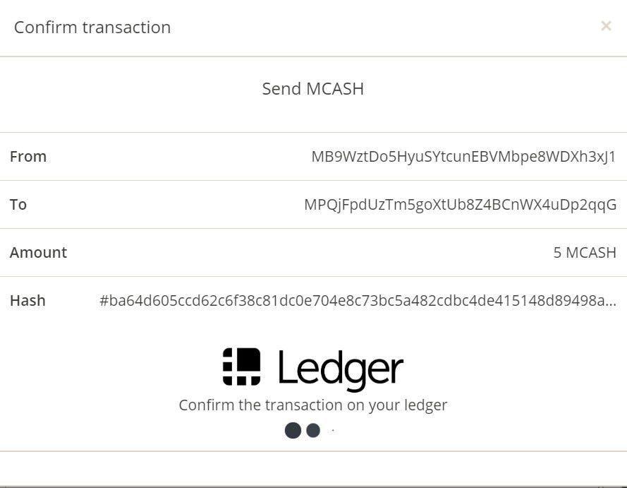 How to send/receive MCASH from Ledger Nano wallet? | by MCash Chain ...
