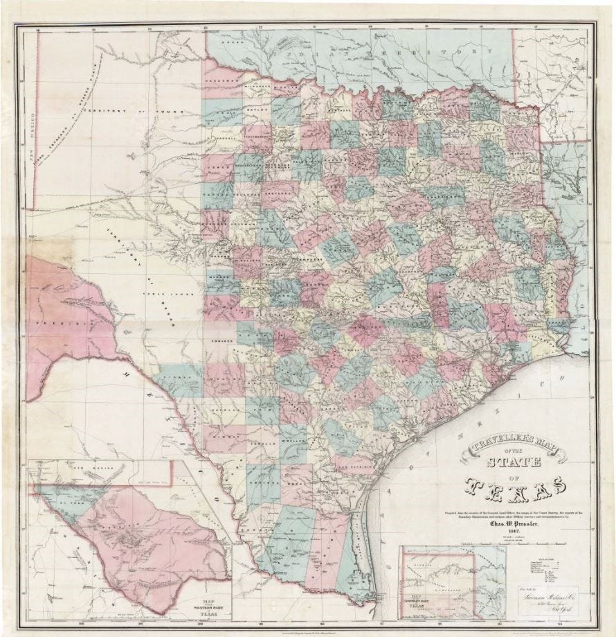Traveller’s [sic] Map of the State of Texas | by Texas General Land ...
