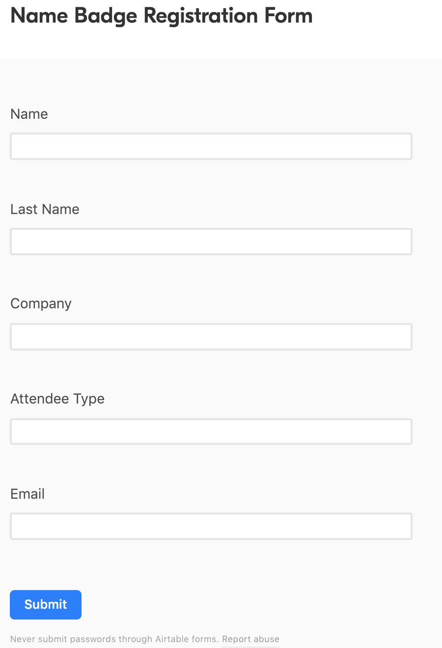 Create Name Badges and check people in with Airtable