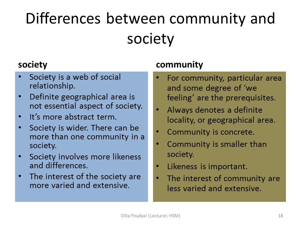 What Is The Difference Between Society And Community Society,