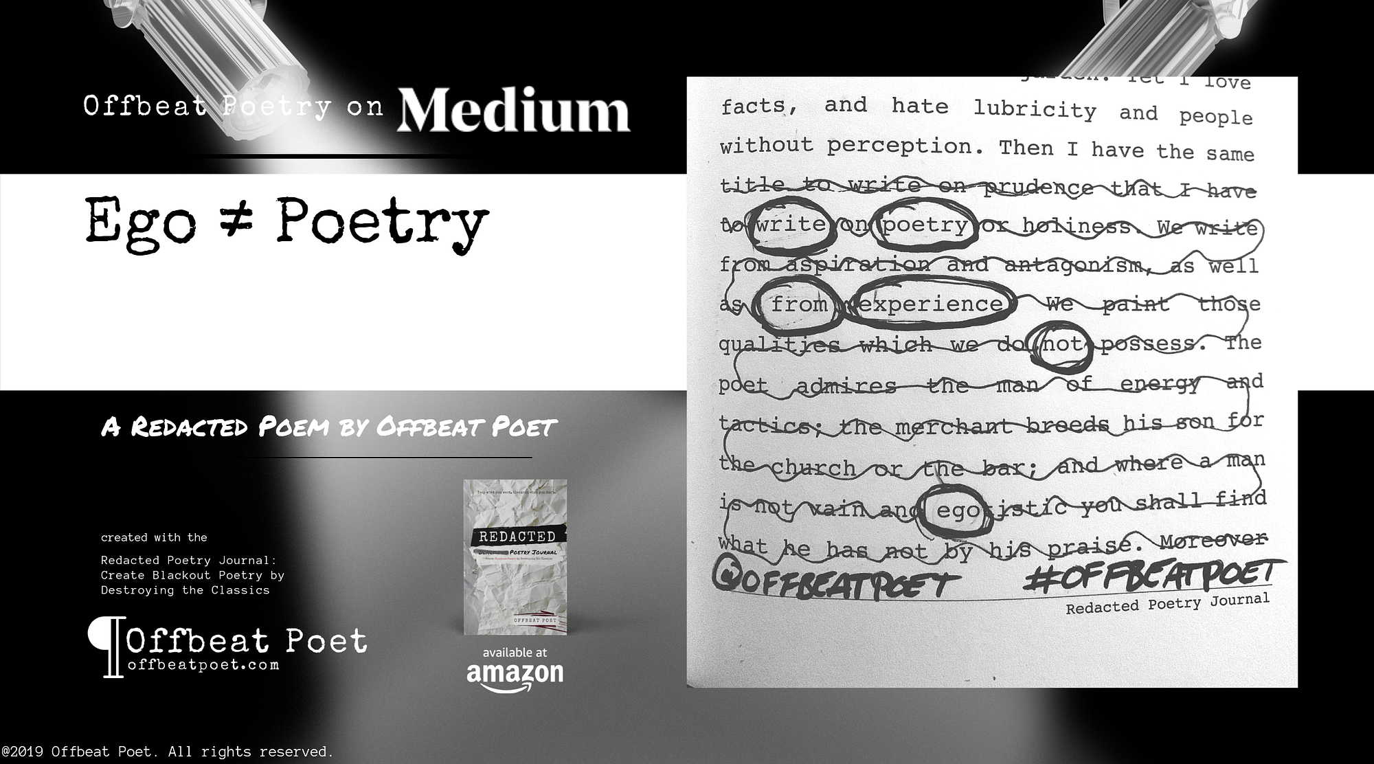 Ego ≠ Poetry. A Redacted (Blackout) Poem by Offbeat… | by Ø𝚏𝚏beat ℙ𝚘𝚎𝚝 ...