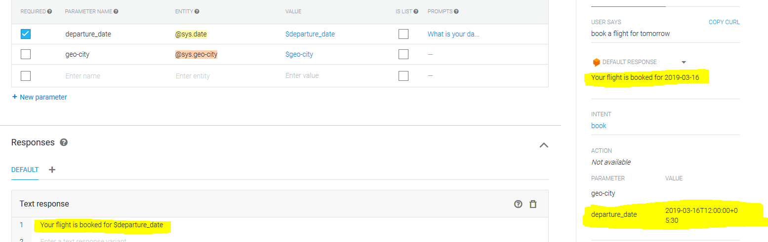 DialogFlow : Using Original Value Associated with Parameter | by Siddharth Shukla | Medium