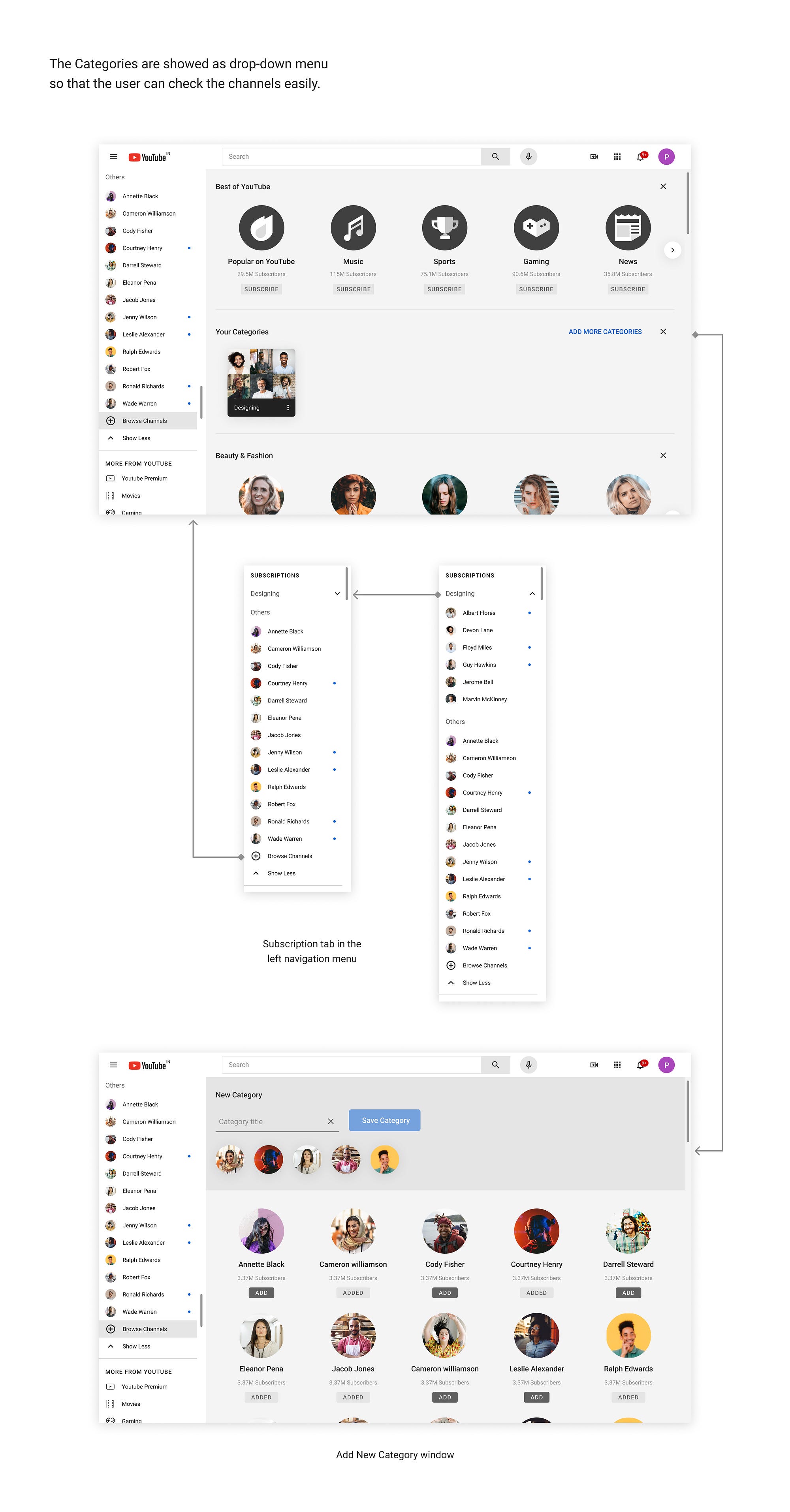 YouTube Subscription List — Redesign Concept | by Prince Babu | Oct ...
