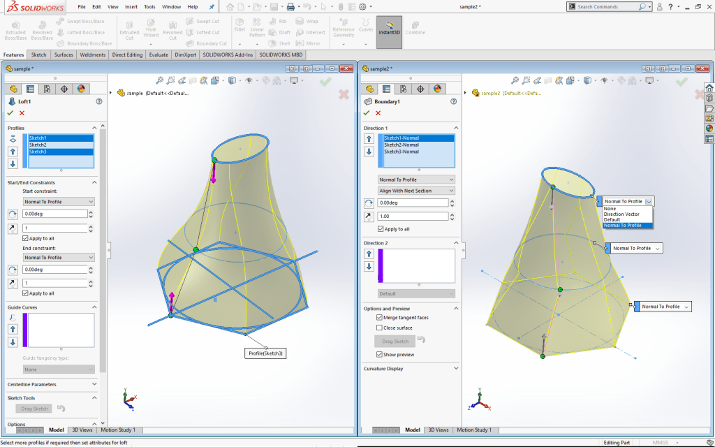 Difference between loft and boundary in SOLIDWORKS | by N C CADCAM SYSTEMS | Medium