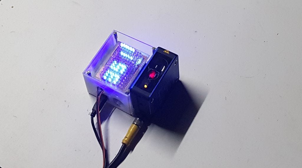 Industrial Distance Sensor Controls A Bright Blue Led Display By Jeremy S Cook Hackster