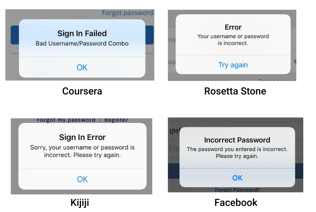A Look At Incorrect Password Messages In Apps Elena Glebkovskaya
