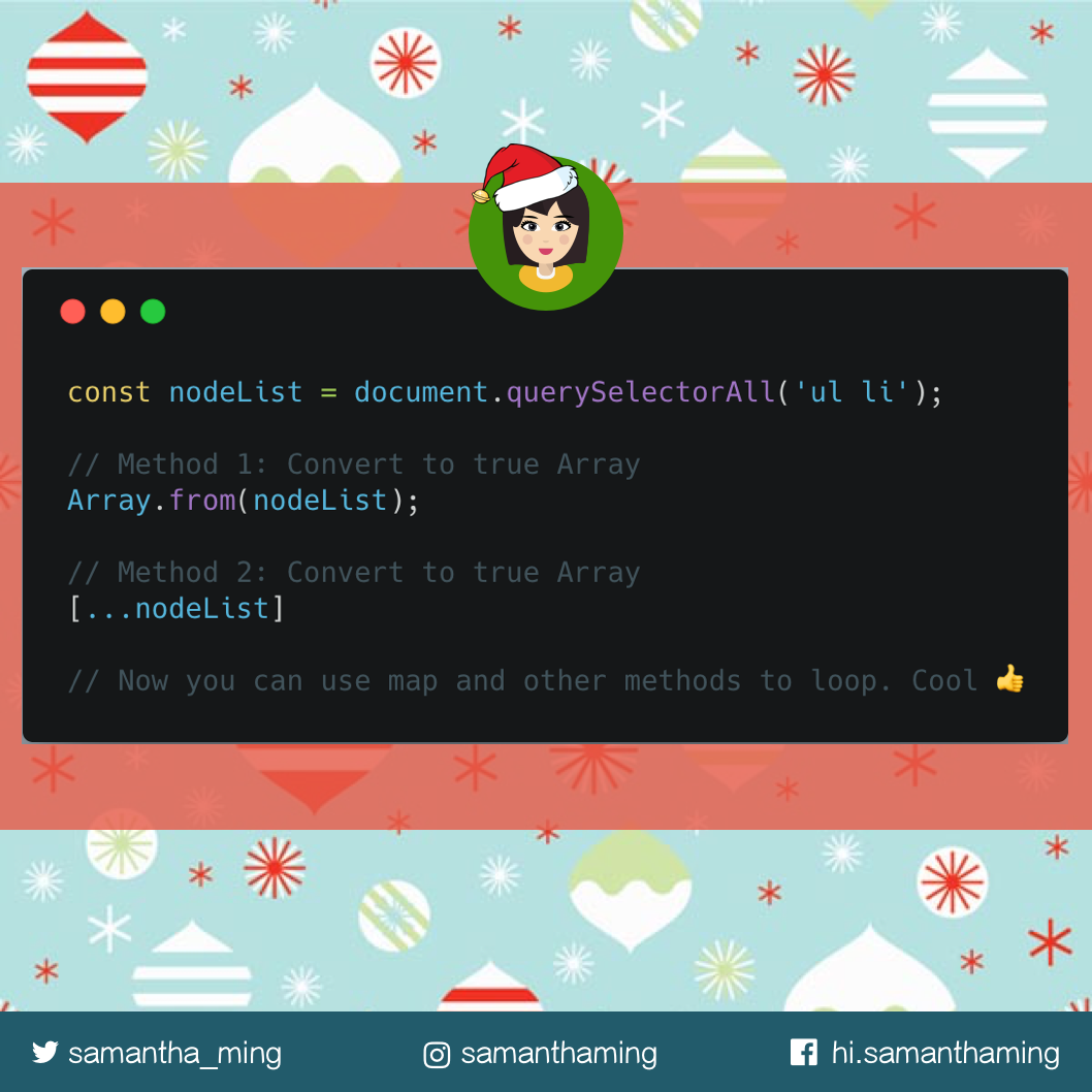 #CodeTidbits30. For the entire month of December, I… | by Samantha Ming | DailyJS | Medium