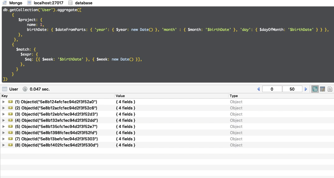 How to return birthdays of the current day, week, and month with ...