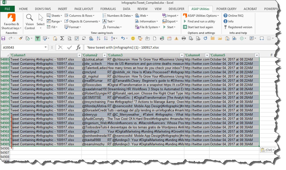 Microsoft Excel — Combining Data Into An Existing Data Set And Updating 5205