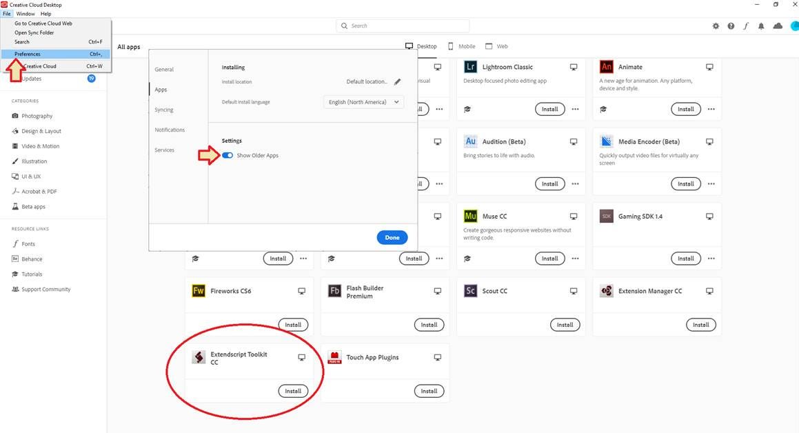 adobe extendscript toolkit catalina