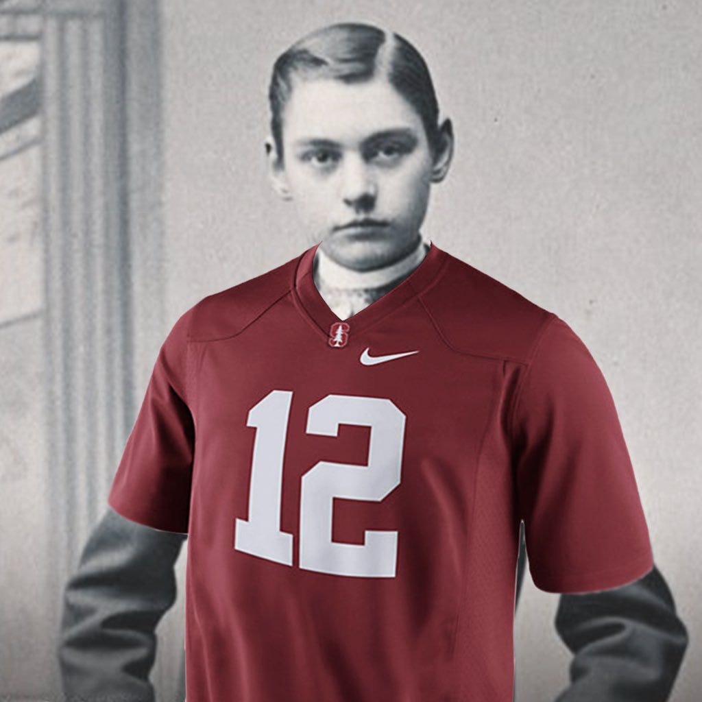 People following Leland Stanford Jr.