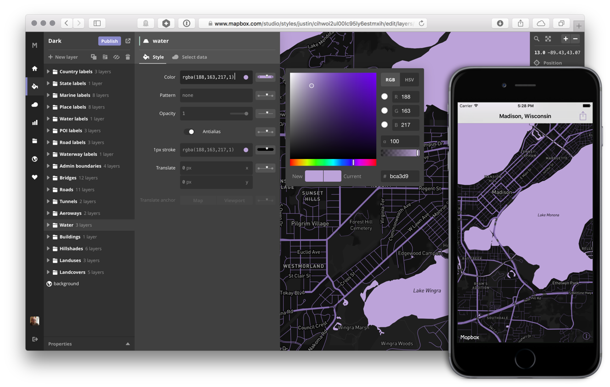 Custom mobile maps with Mapbox Studio + Twitter Fabric | by Mapbox | maps for developers