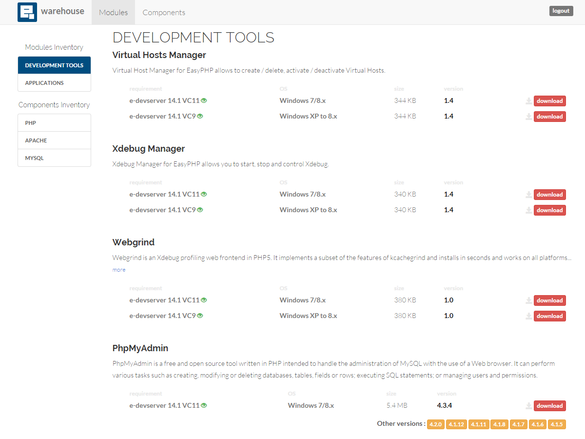 EASYPHP WAREHOUSE. Modules and components for EasyPHP… | by EasyPHP | EasyPHP Newsletter | Medium