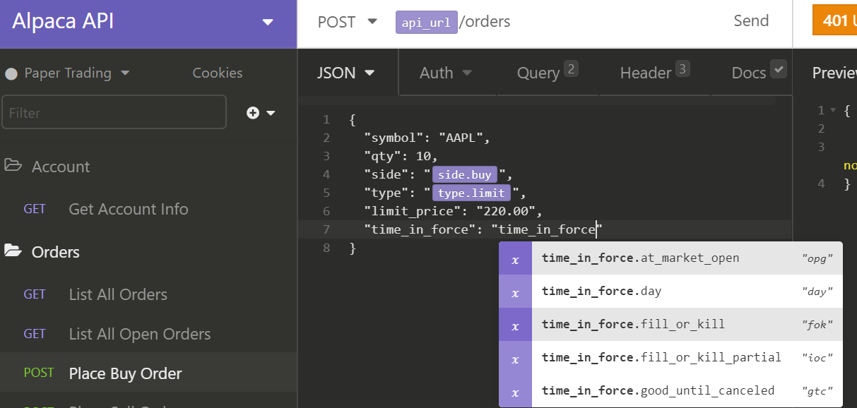 Using Alpaca’s Stock Trading API with Insomnia REST Client