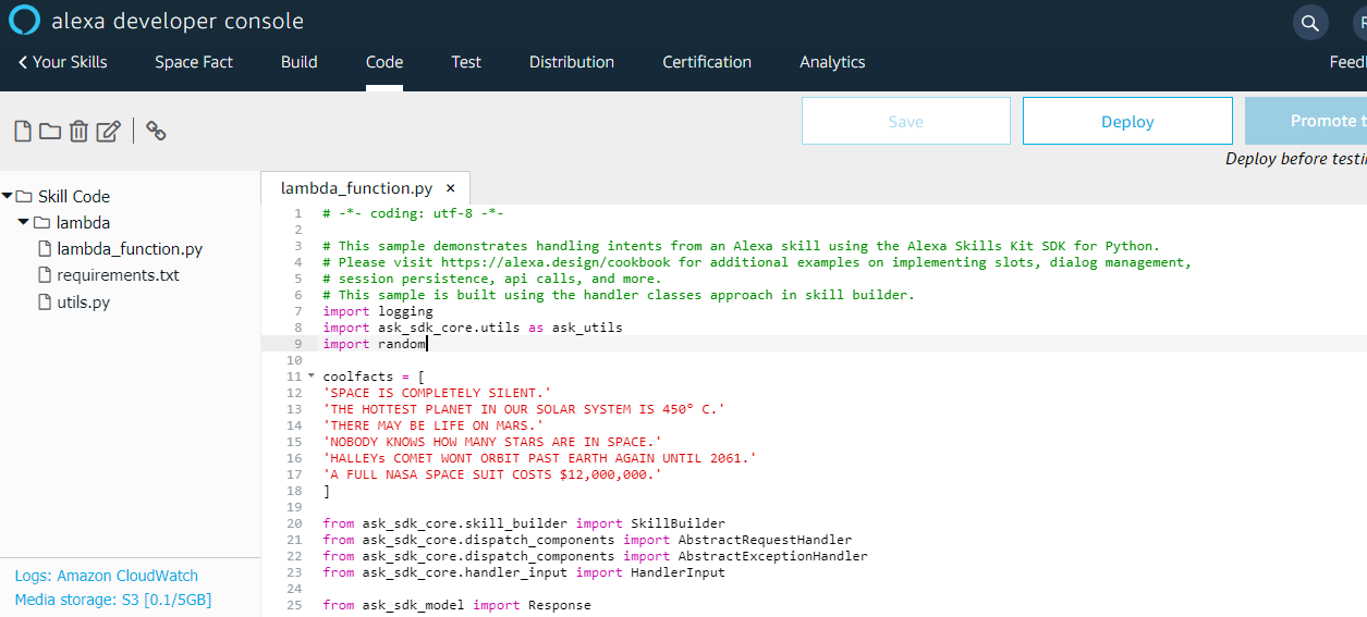 How To Make Simple Alexa Skills In Alexa Hostedpython Space Fact Skill In Python By Rahul