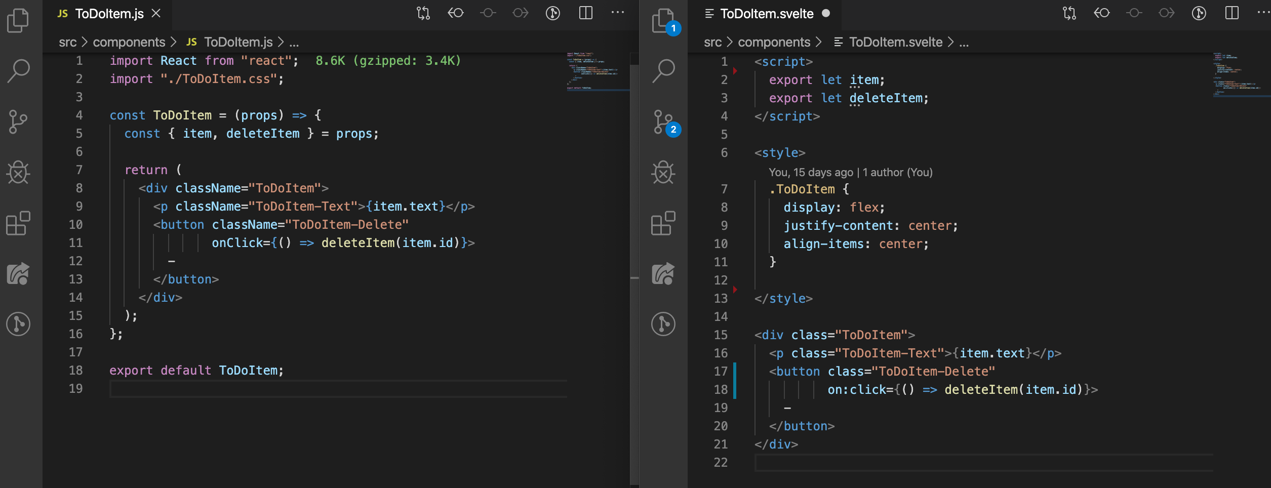 The Differences Between the Same App Created in React and Svelte