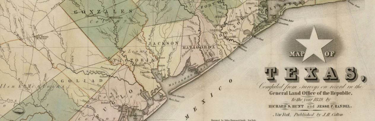 Map of Texas, compiled from surveys on record in the General Land ...