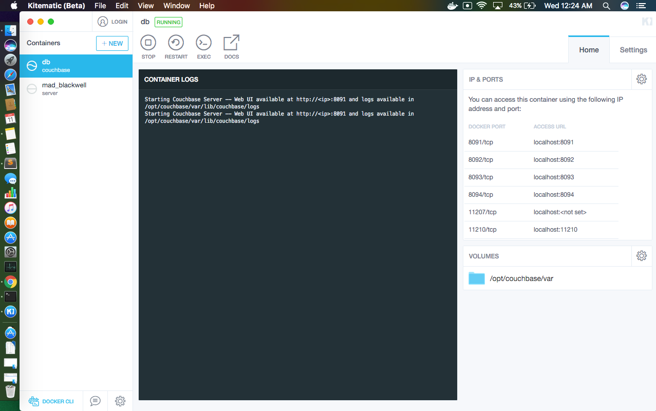 Getting started with Couchbase in Mac OS Sierra using Docker