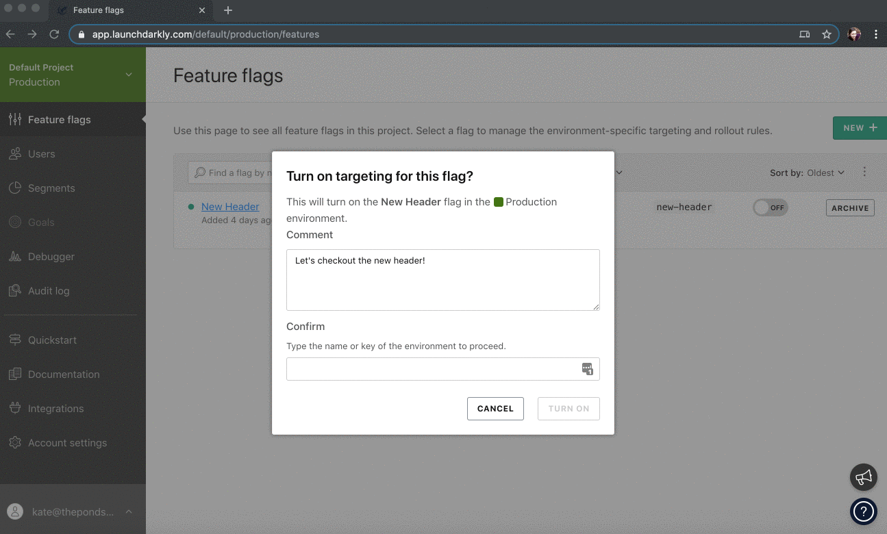 Implement a Feature Flag in Four Steps Using LaunchDarkly
