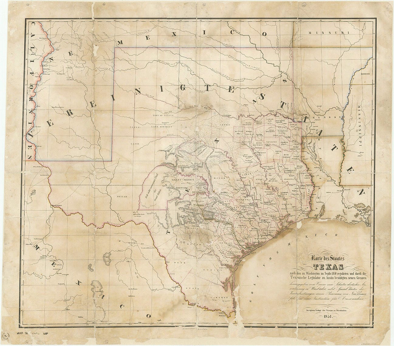 Karte des Staates, Texas, 1851. [Map of the State, Texas] | by Texas ...