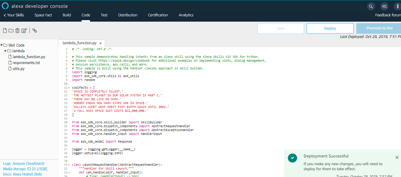 How to make Simple Alexa Skills in Alexa-Hosted(Python) | Space-Fact Skill in Python | by Rahul ...