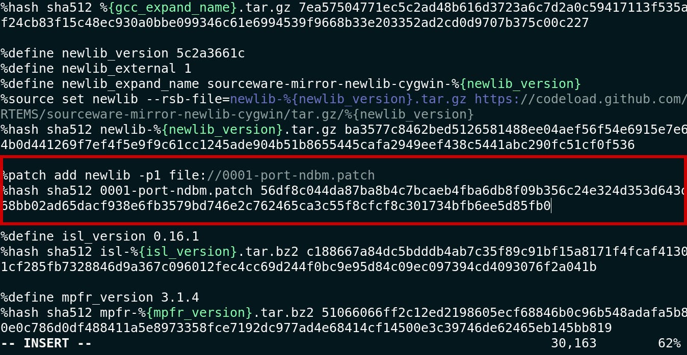 Apply Newlib Patch to RTEMS Source Builder | by Vaibhav Gupta | My GSoC 2019 Journey | Medium