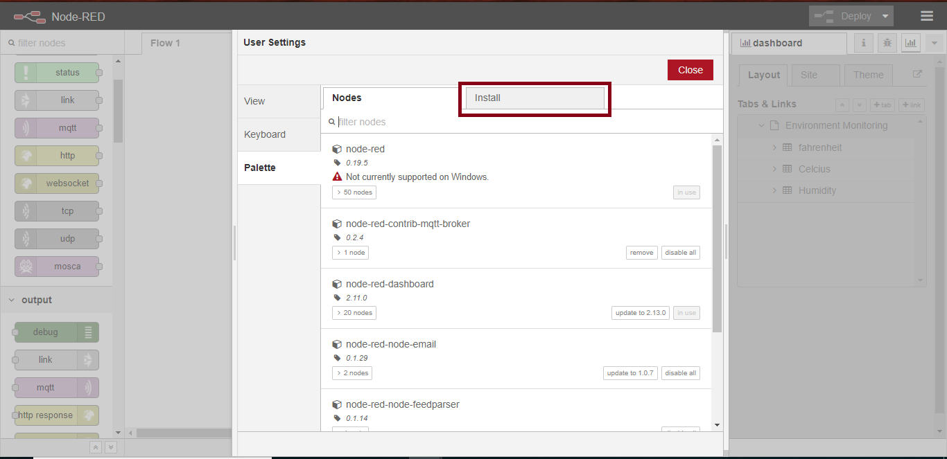 Display Temperature And Humidity Sensor Data In Node Red Dashboard Using Esp8266 And Mqtt Node