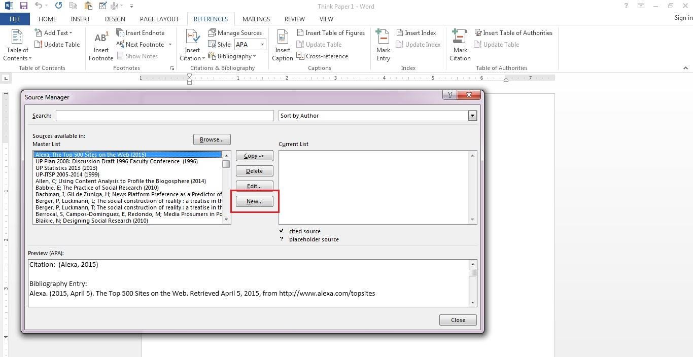 “Cite Your References”: Citation Tips and Tricks Using MS Word